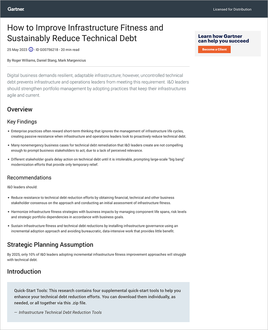 How to Improve Infrastructure Fitness and Sustainably Reduce Technical ...