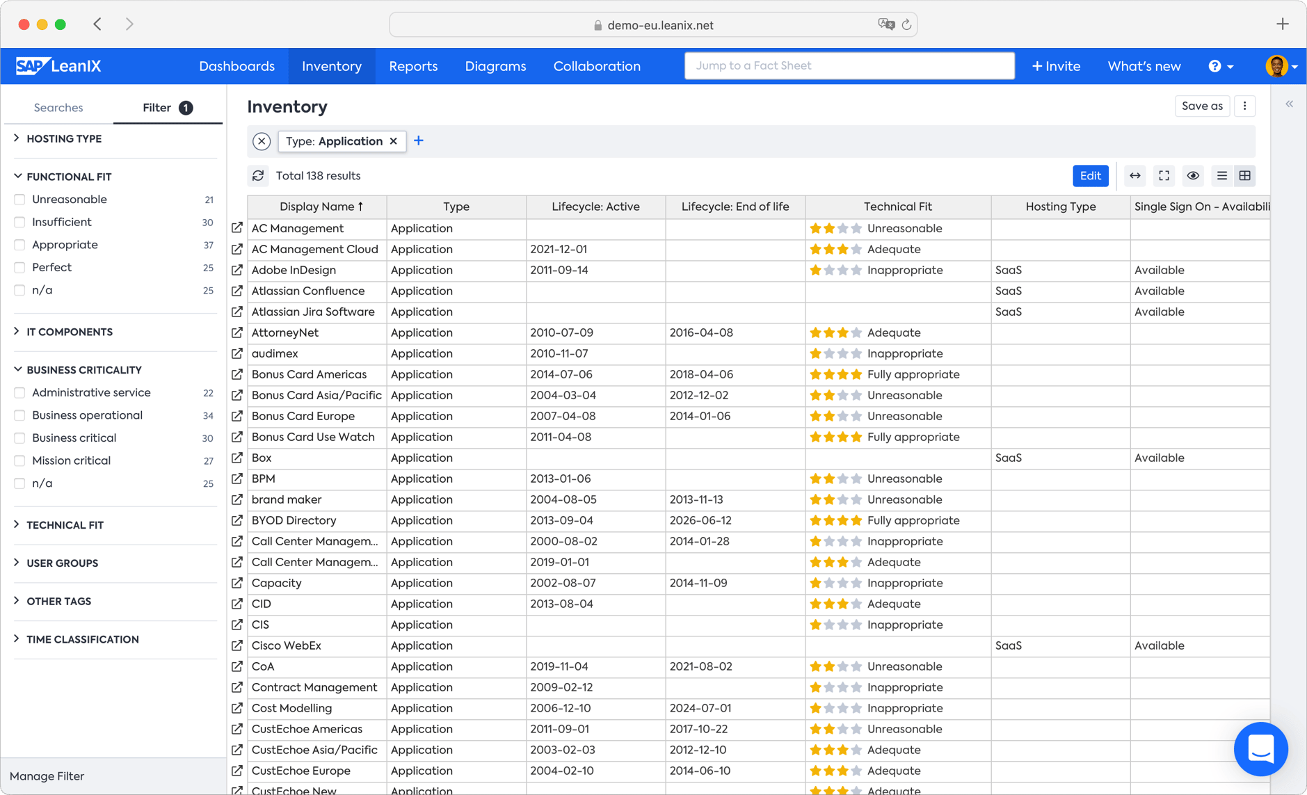 Anwendungsfall: Application Portfolio Assessment | SAP LeanIX