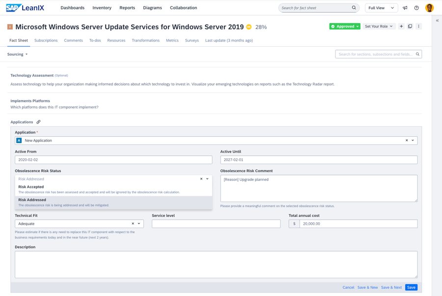 Obsolescence Risk Management Solution | SAP LeanIX