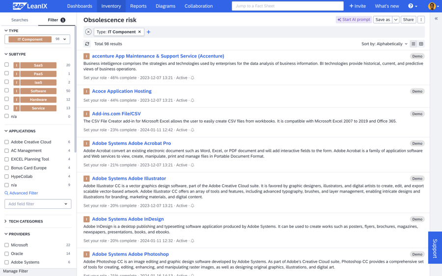 Obsolescence Risk Management Solution | SAP LeanIX