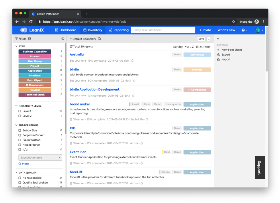 Updates to the LeanIX Enterprise Architecture Management Tool